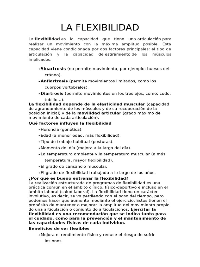 FLEXIBILIDAD | PDF | Flexibilidad (anatomía) | Articulación