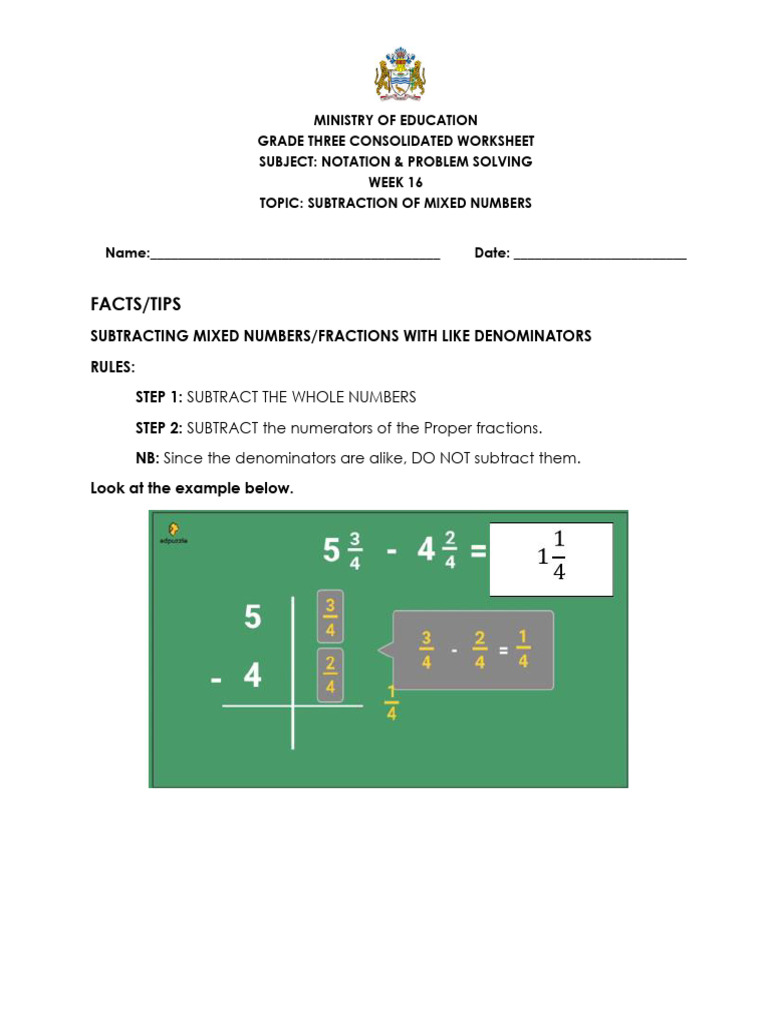 Grade 3 Mathematics Week 16 - 2022 - Consolidated Worksheet | PDF