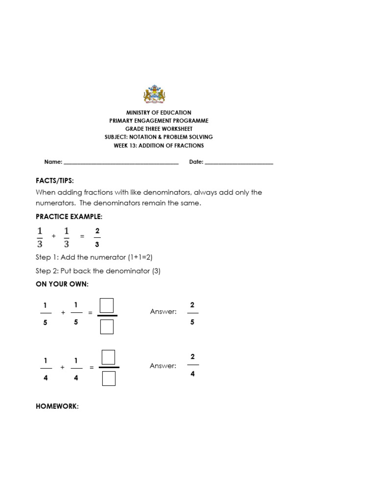 Grade 3 Mathematics Week 13 - 2022 - Consolidated Worksheet | PDF ...