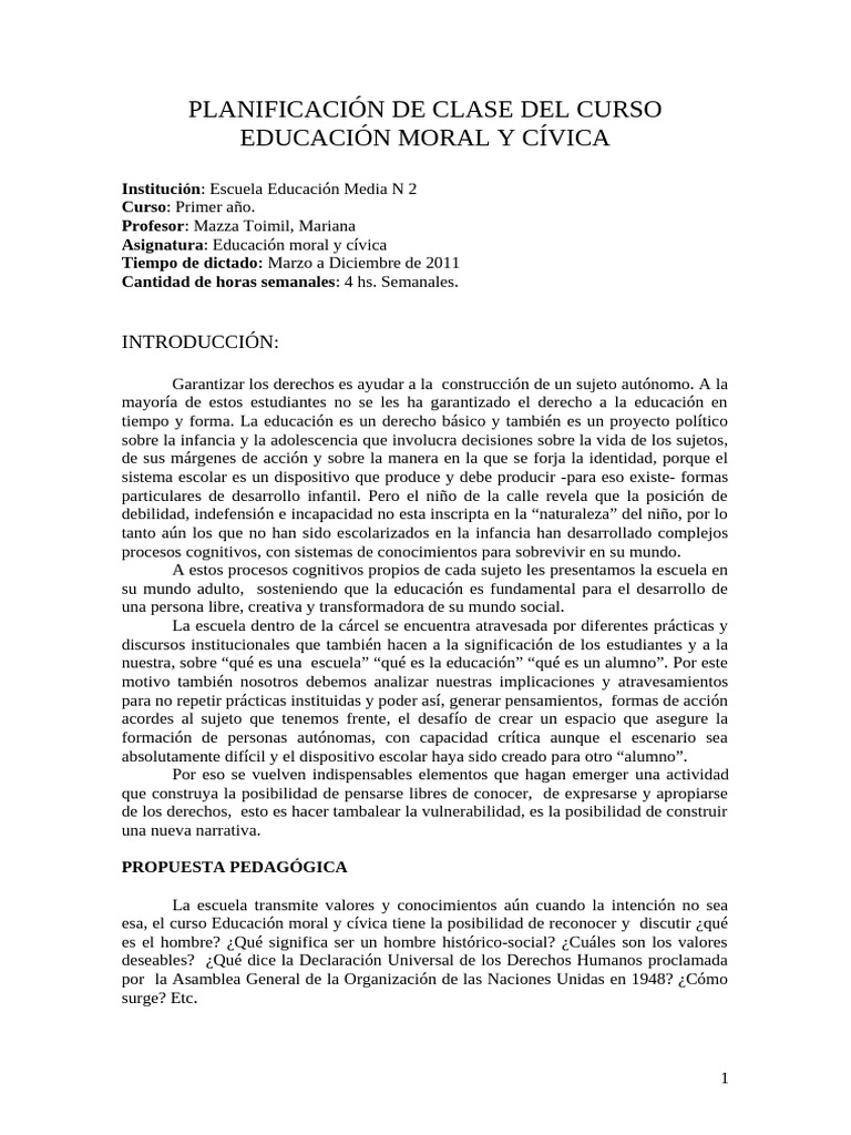 Planeamiento Del Curriculum | PDF | Maestros | Moralidad