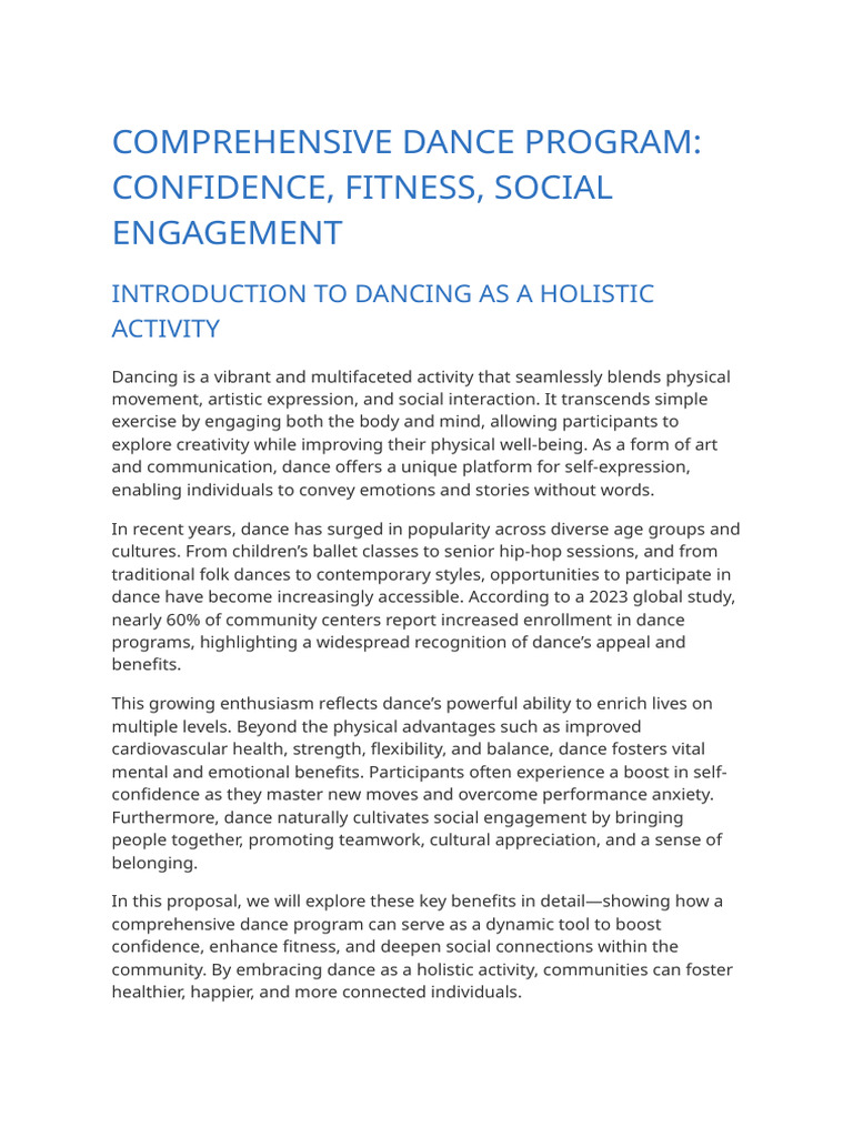 Dance Program for Confidence & Fitness | PDF | Physical Fitness ...