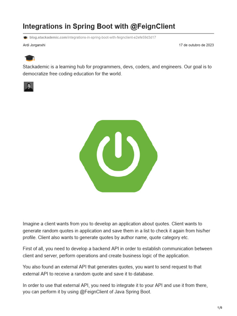 Integrations in Spring Boot With FeignClient | PDF | Information Technology | Software Development