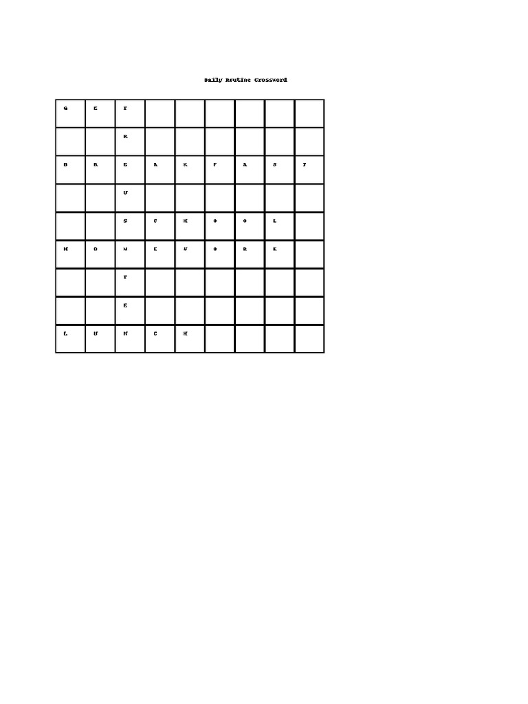 Daily Routine Crossword Clean | PDF