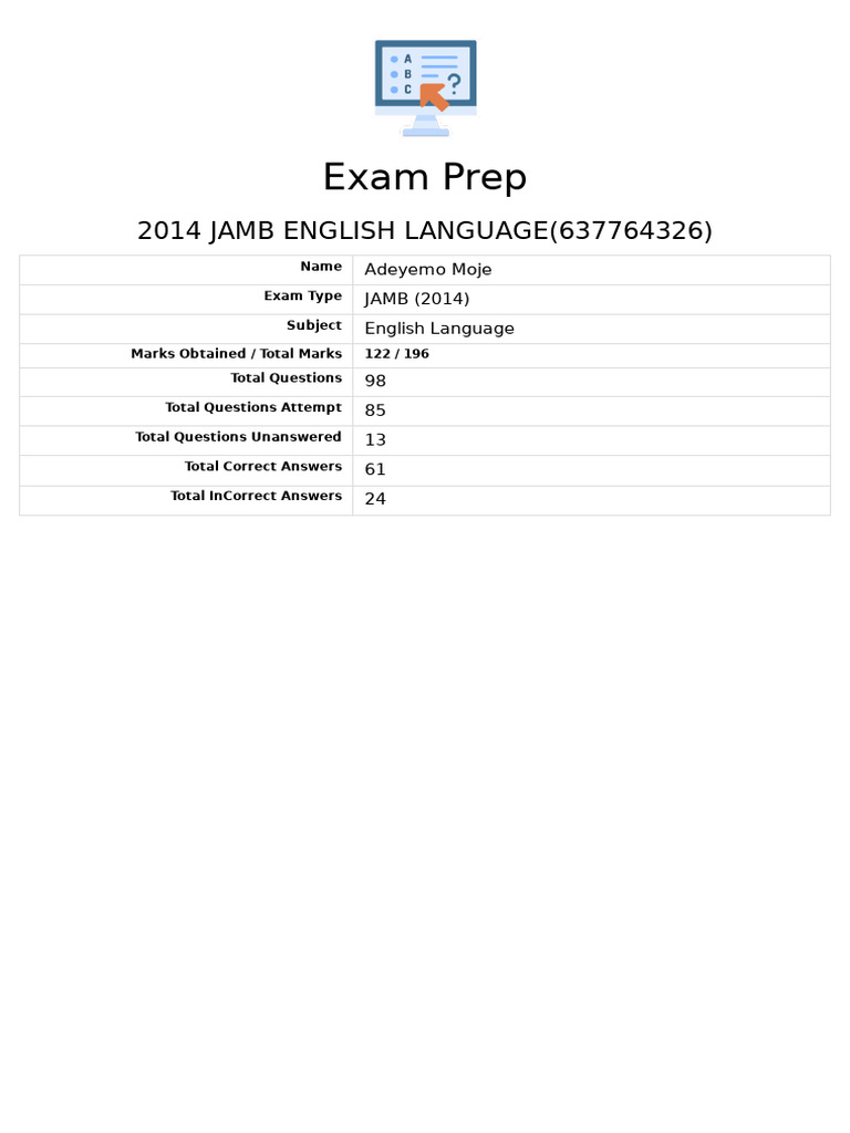 2014 Jamb English Language 637764326 | PDF