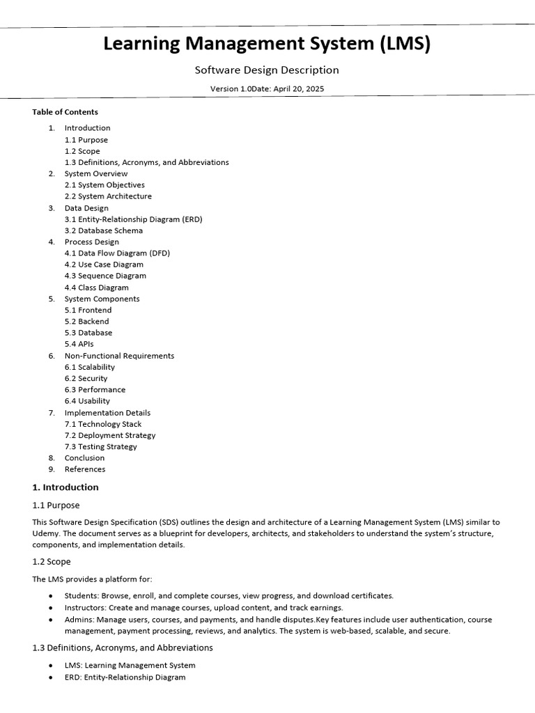 Learning Management System SDD | PDF | Databases | Systems Architecture
