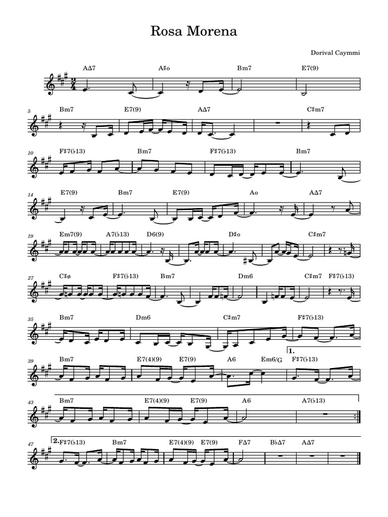 (Partitura) Rosa - Morena - Dorivalcaymmi - Cifra | PDF