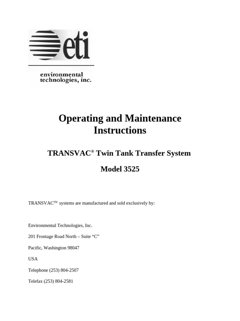 TRANSVAC Operation Manual 2T Net Systems | PDF | Pump | Valve