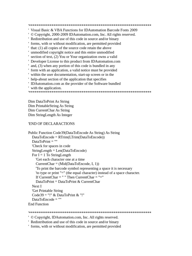 IDAutomation C39 Function MAC | PDF | Computer Science | Software