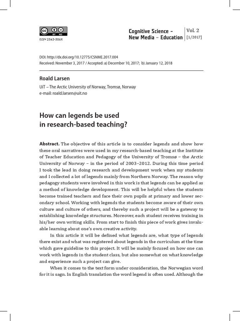 How Can Legends Be Used in Research-Based Teaching?: Roald Larsen | PDF ...