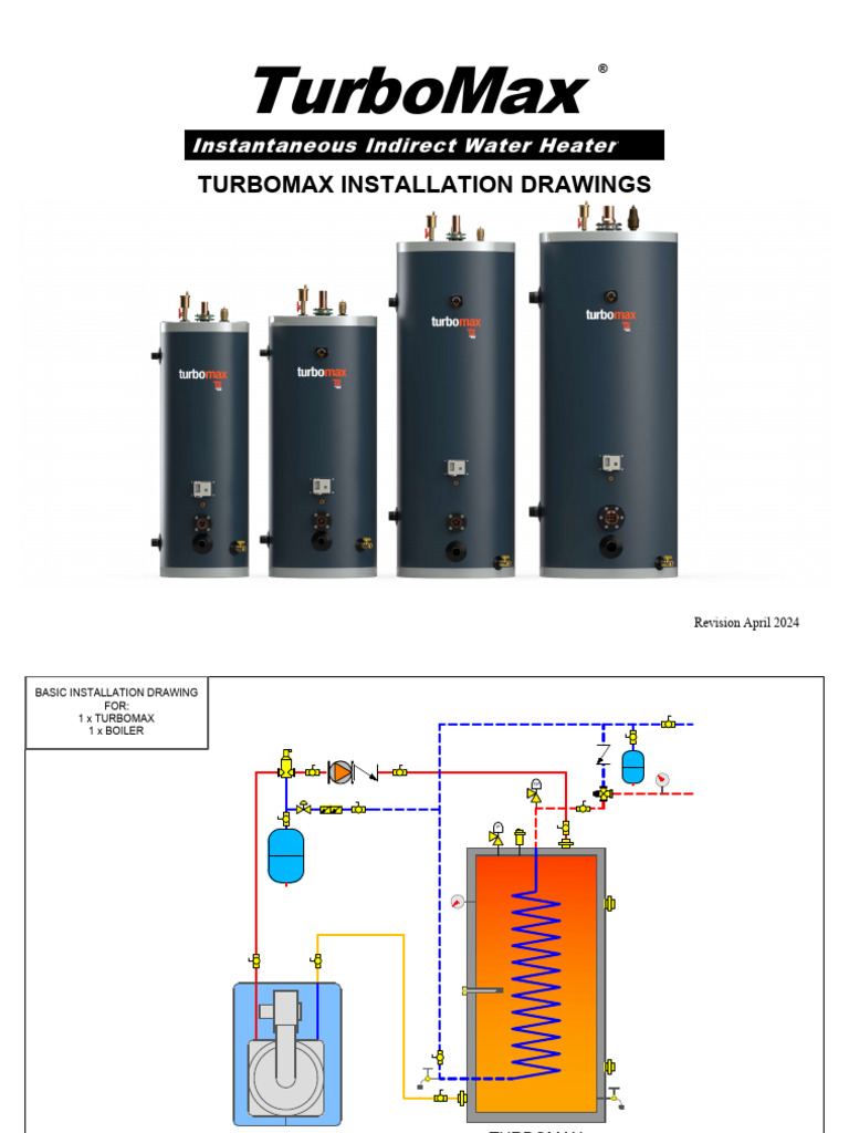 TurboMax Installation Drawings | PDF | Water Heating | Valve