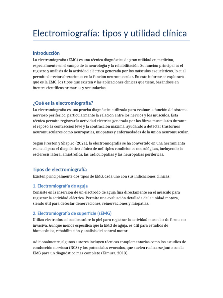 Electromiografía: Tipos y Aplicaciones | PDF | Electromiografia ...