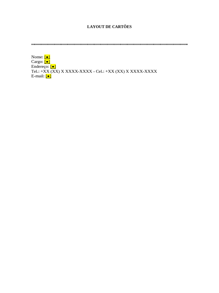 Layout de Cartões | PDF