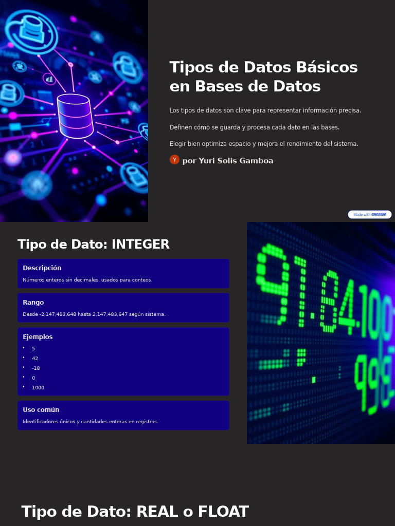 Tipos de Datos Basicos en Bases de Datos | PDF | Tipo de datos | Datos