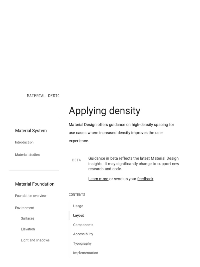 Applying Density - Material Design | PDF | Density | Computing