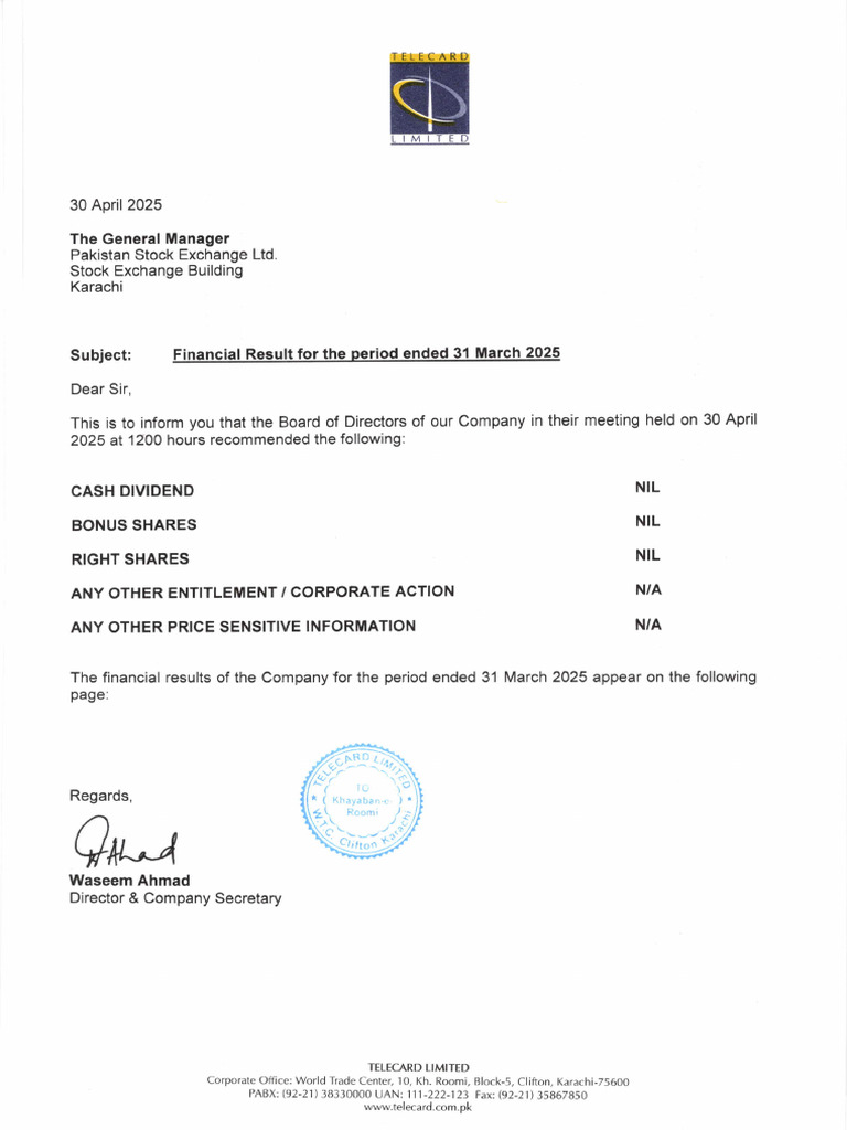 Tele Card Results-March 25 | PDF