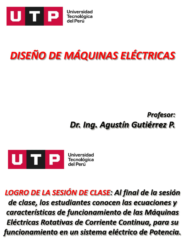 SEM 16 (2da Parte) AAGP FISE UTP Diseño de Máquinas Eléctricas | PDF | Corriente continua ...