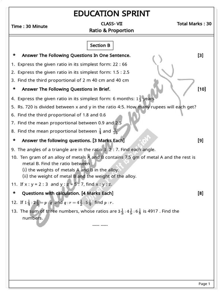 Ratio & Proportion Mock Test | PDF | Ratio | Elementary Geometry
