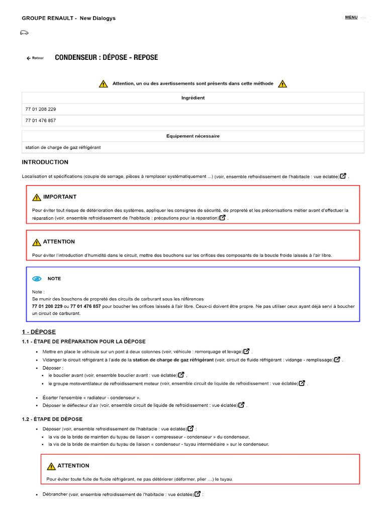 Condenseur Dépose - Repose | PDF