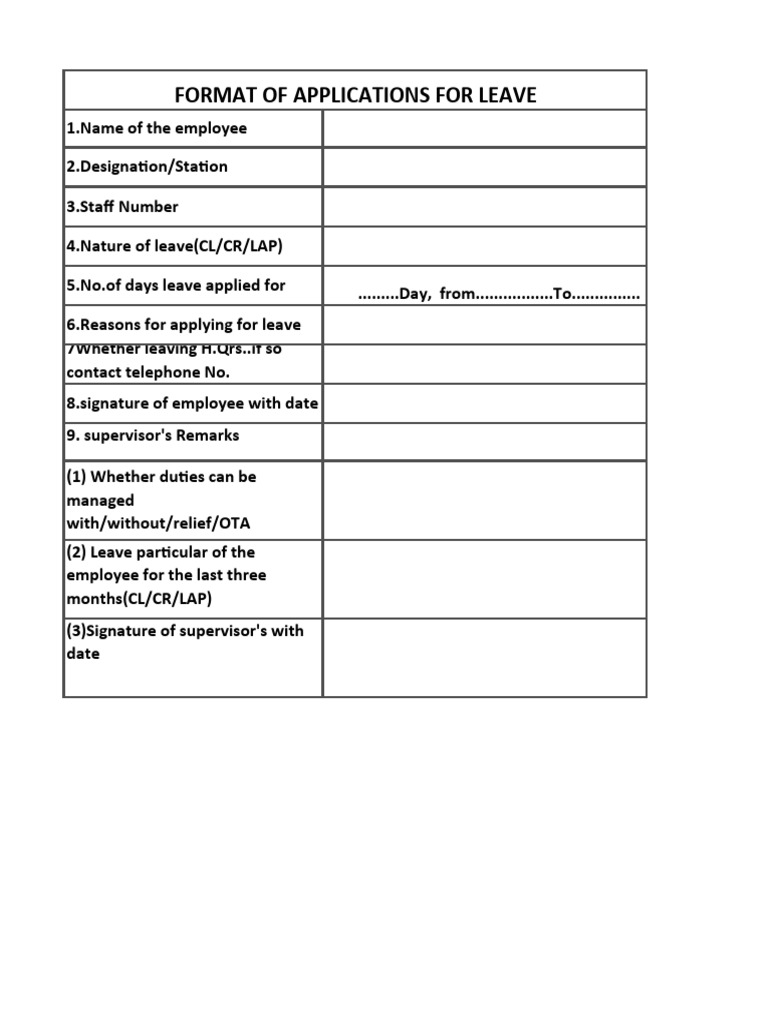 Leave Application Form Guidelines | PDF