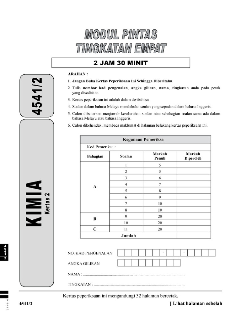 Selangor PAT Kimia Kertas 2 (Set 2) | PDF | Atoms | Hydroxide