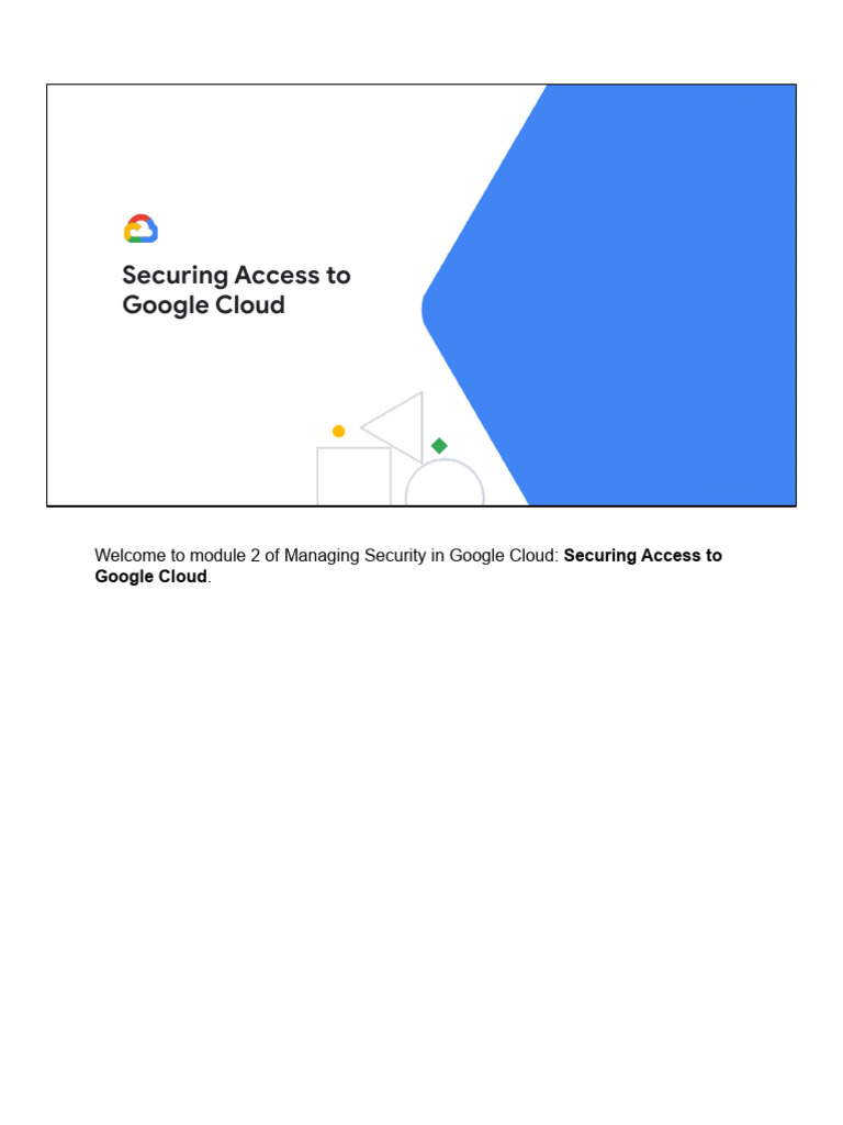 OD_PDF_M1.2_Securing_Access_to_Google_Cloud | PDF | Active Directory | Cloud Computing