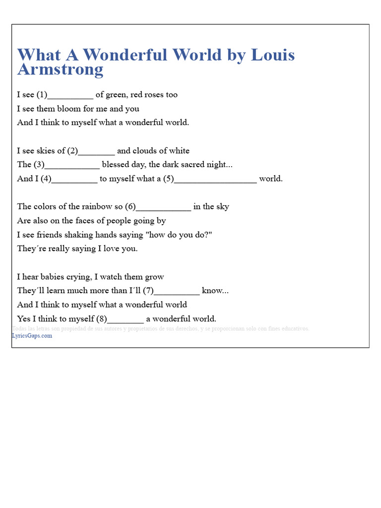 What A Wonderful World - Intermediário | PDF