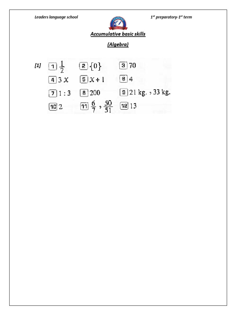 Accumulative Basic Skills (Alg) Model Answer | PDF
