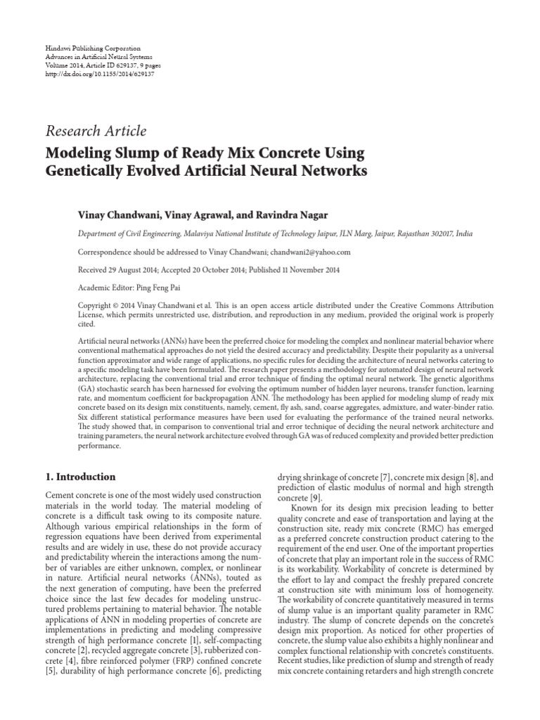 Modeling Slump of Ready Mix Concrete Using Genetic | PDF | Concrete | Applied Mathematics