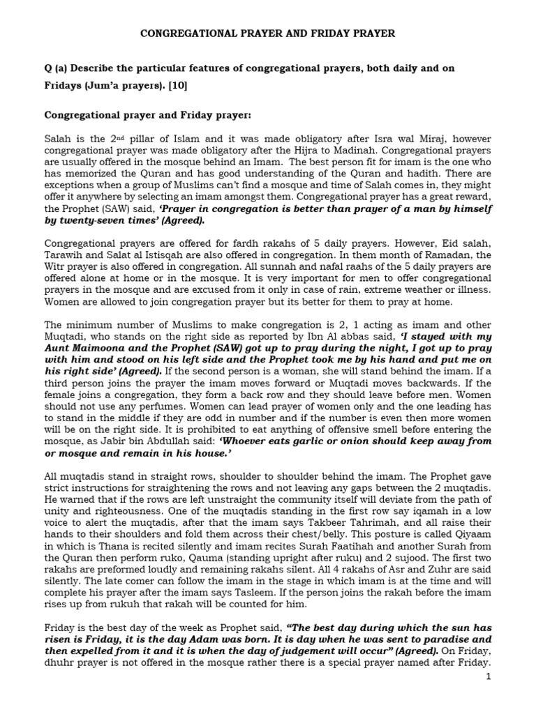 Congregational, Friday Prayer, SALAH AND EID PRAYER 2023 | PDF ...