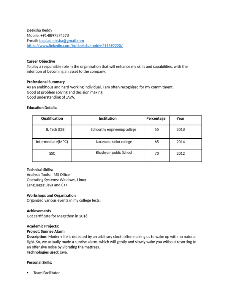 Deeksha Reddy - Bench Sales Recruiter | PDF | Recruitment | Résumé