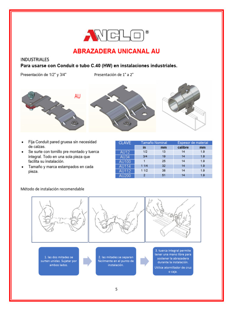 Abrazadera Unicanal | PDF | Tornillo | Metalurgia