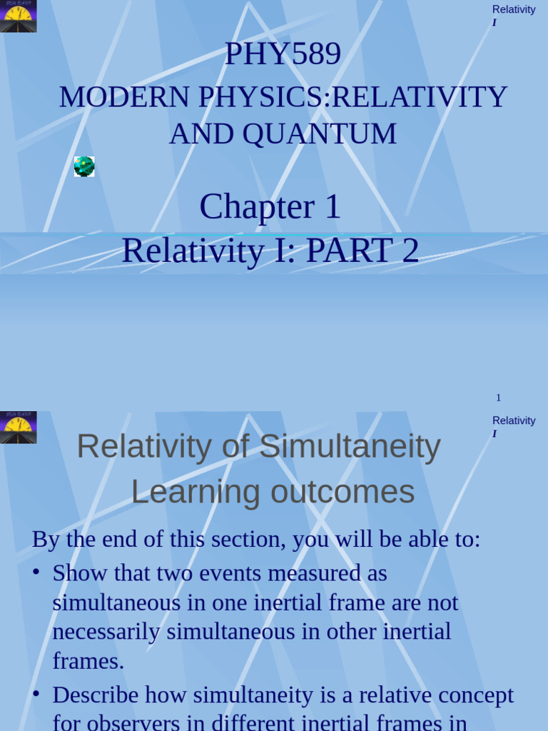 C1-Relativity I - Part 2 | PDF | Special Relativity | Time