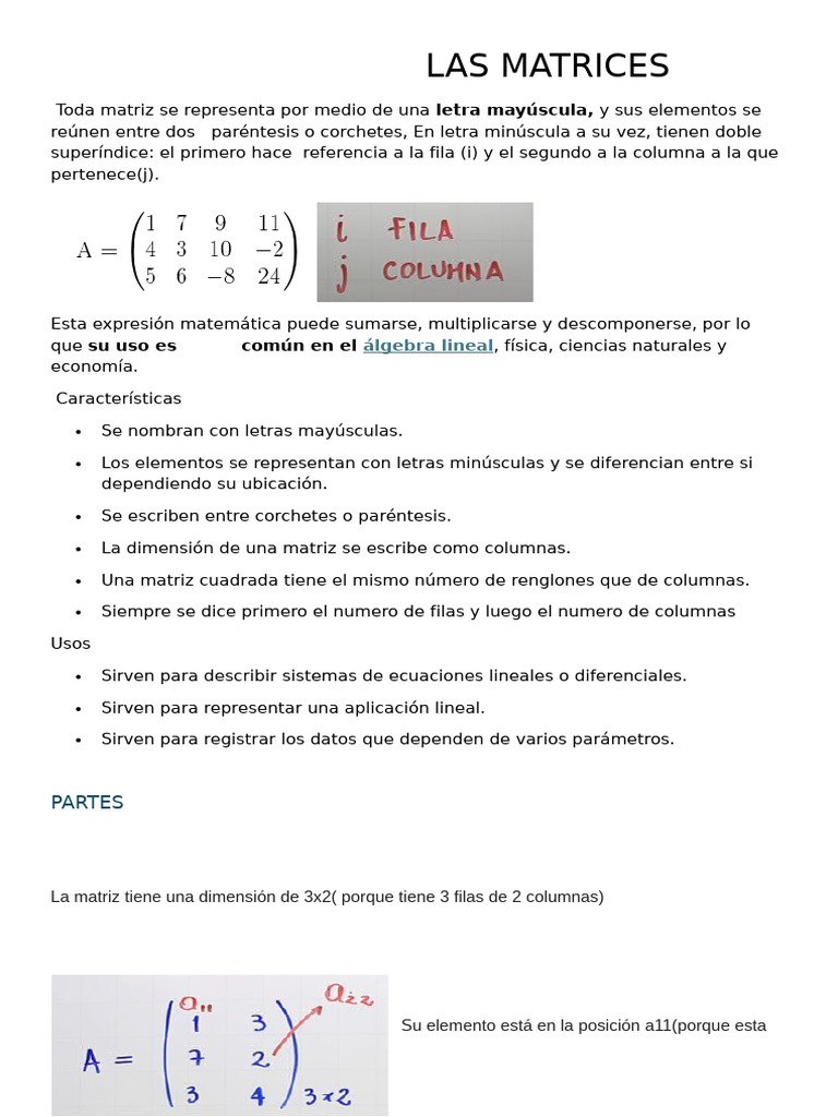 Introducción a las Matrices en Álgebra | PDF | Matriz (Matemáticas ...
