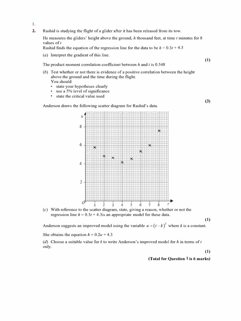 Maths Paper 3 Stats and Mech Shadow Paper | PDF | Mean | Linear Regression