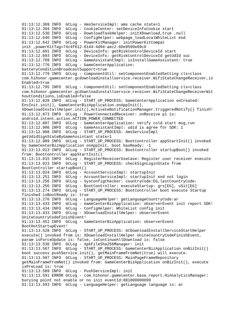 GameCenter Application Startup Log | PDF | Computer Engineering | Data ...