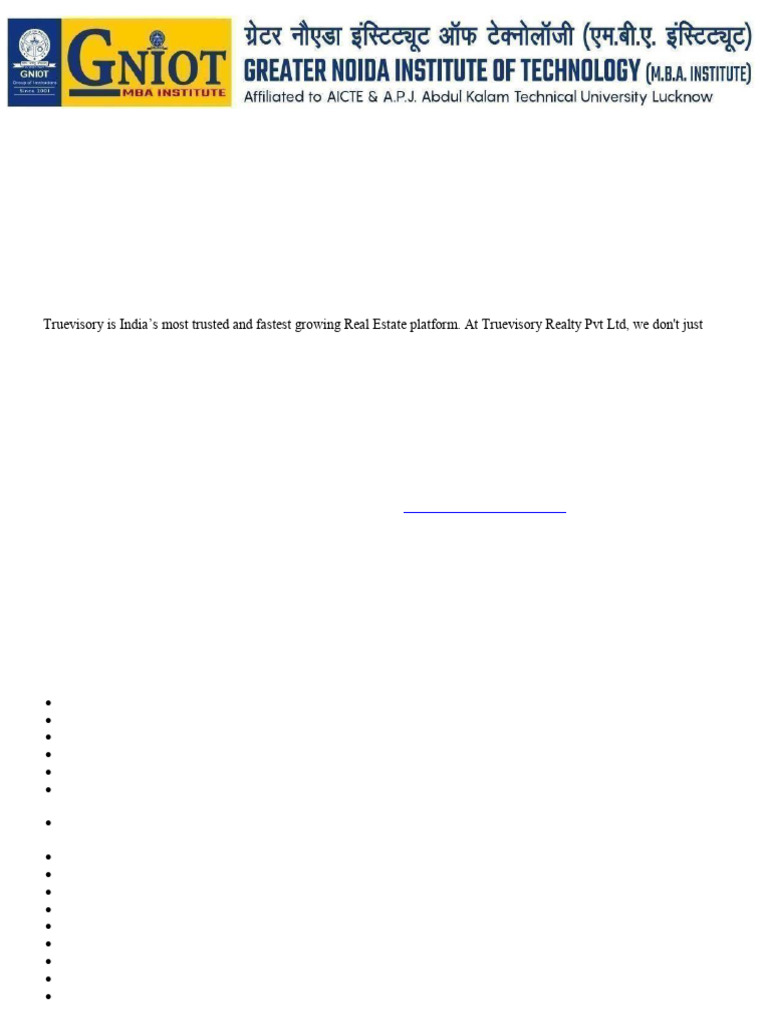 Truevisory Realty Placement Drive Notice | PDF | Sales | Marketing