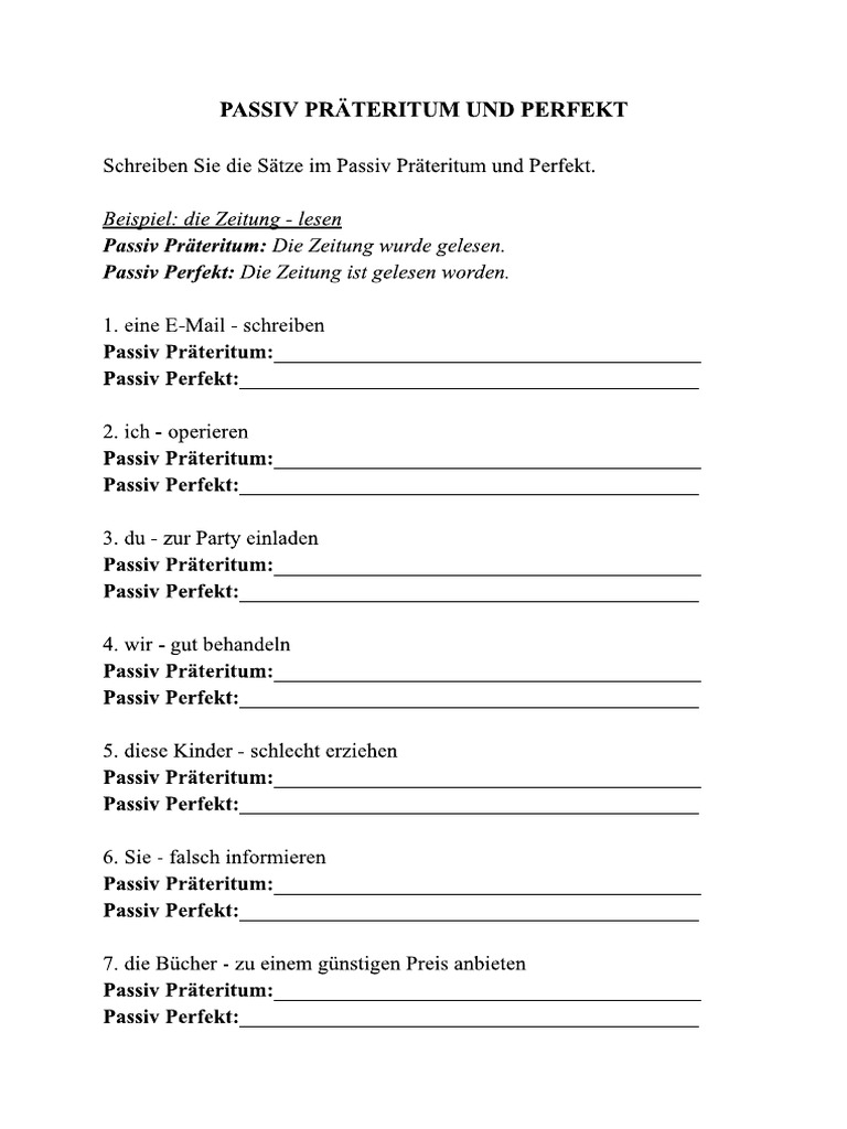 Passiv Präteritum Und Perfekt | PDF