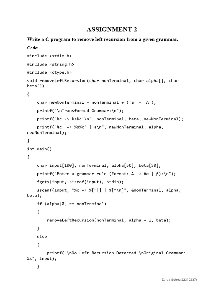 Assignment2 Compiler Lab | PDF