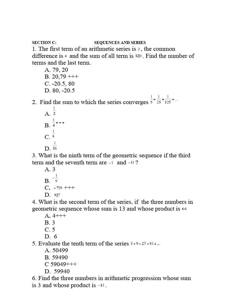 MTS 101 Lus - Sequences and Series | PDF | Arithmetic | Decimal