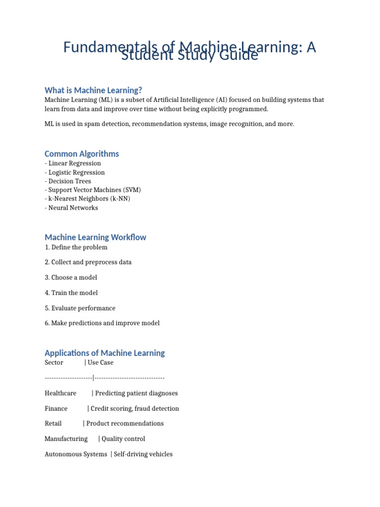 Machina Learning Study Guide | PDF