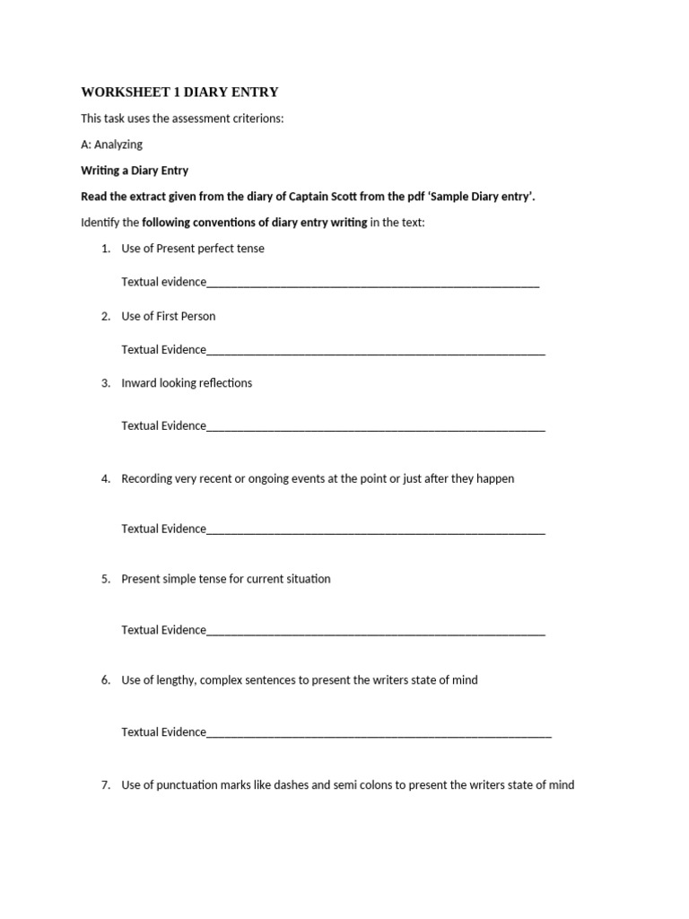 Worksheet Diary Writing1 | PDF