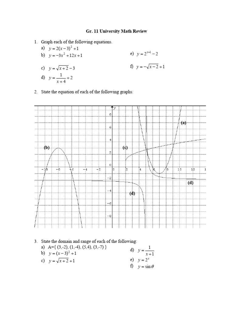 Gr. 11 - Review Worksheet Sept 2024 | PDF | Mathematical Analysis | Combinatorics