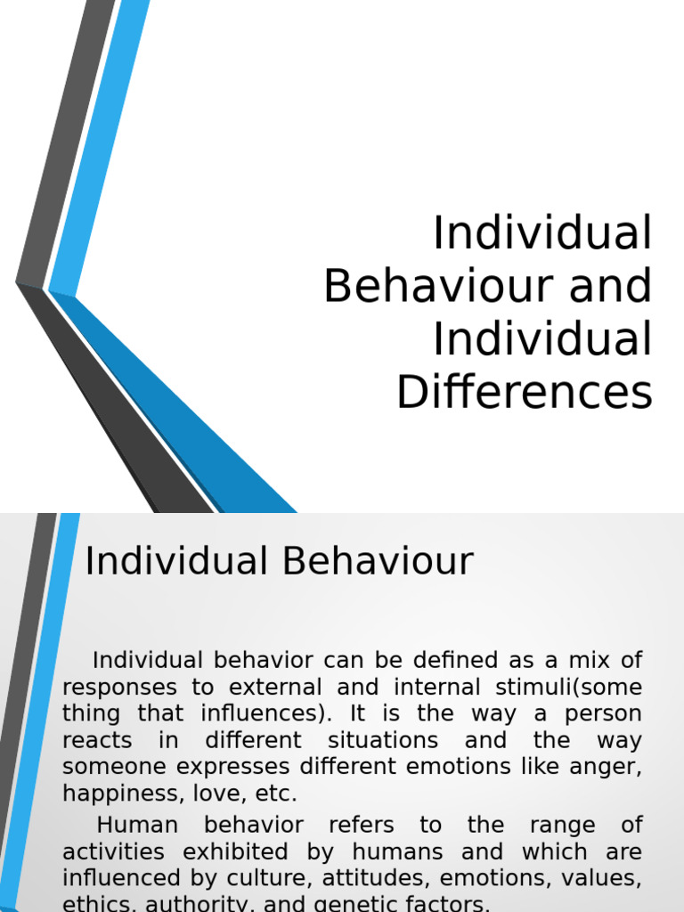 Individual Behavior and Individual Differences | PDF | Rationality | Attitude (Psychology)