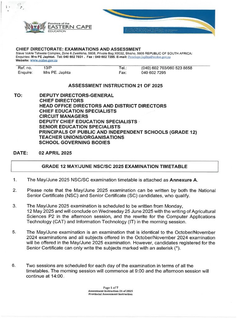 Assessment Instruction 21 | PDF
