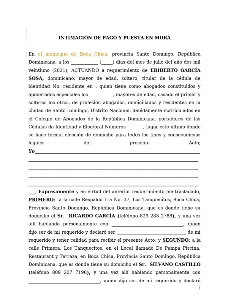 Intimación de Pago en Boca Chica | PDF | Gobierno