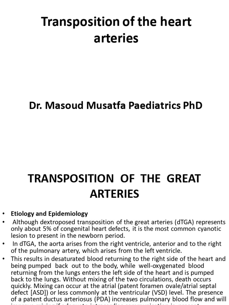 4-Transposition of The Heart Arteries | PDF | Heart | Thorax (Human Anatomy)