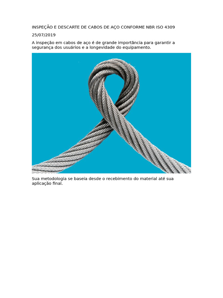 Inspeção e Descarte de Cabos de Aço Conforme NBR Iso 4309 | PDF | Vestir-se