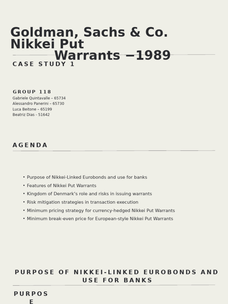 Goldman Sachs Nikkei Put Warrants Analysis | PDF | Hedge (Finance ...