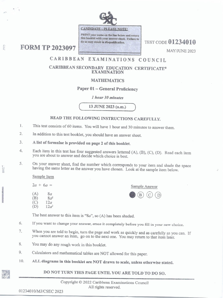 Maths June 2023 P1 | PDF