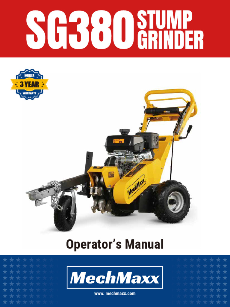 SG380 Stump Grinder Operator Manual | PDF | Gasoline | Combustion